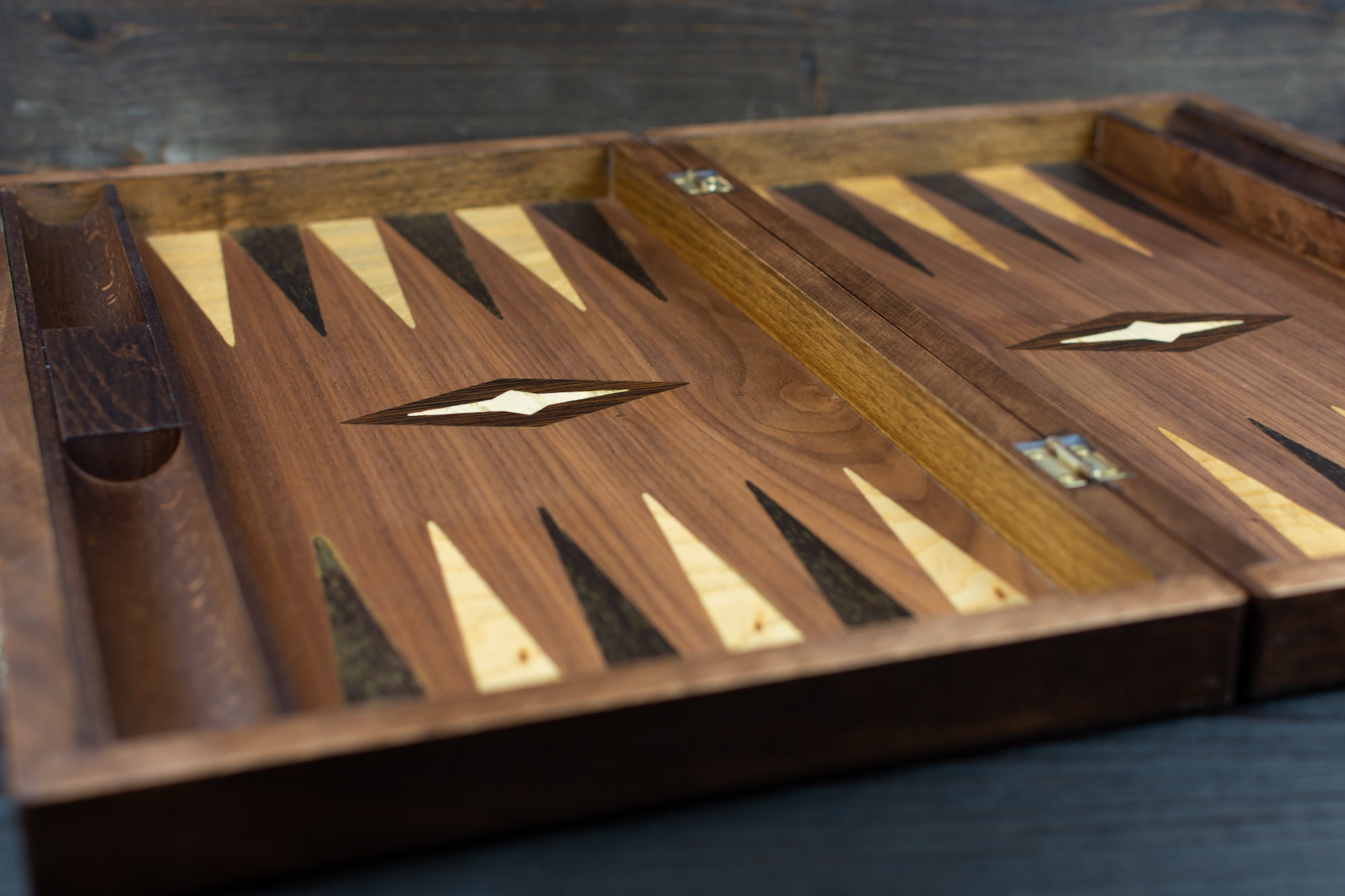 Wooden Backgammon Set Walnut Wood Medium Size Wooden - Etsy