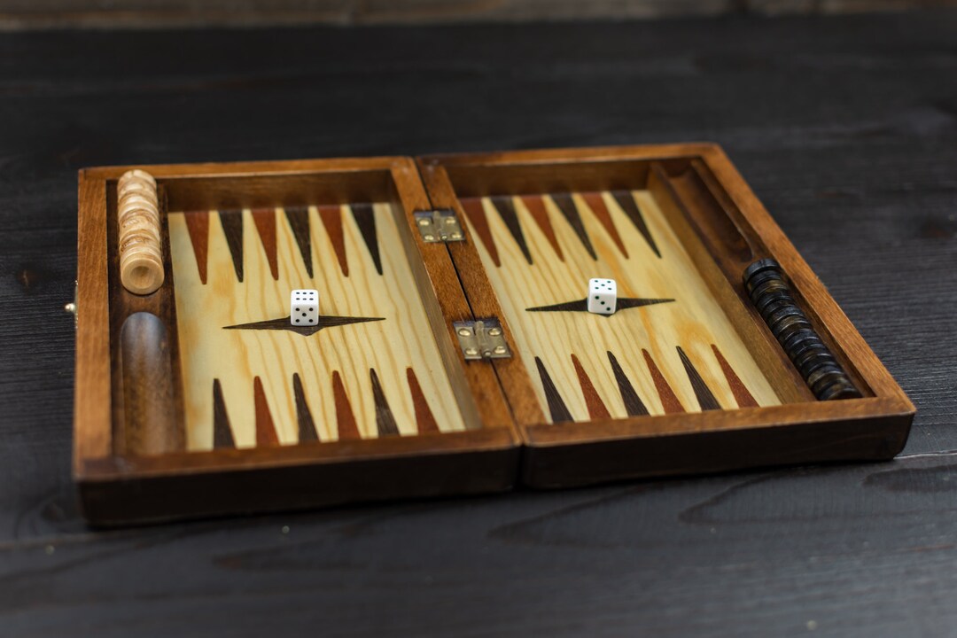 Olivewood Backgammon Set | Wooden Handmade Greek Tavli Mini Size ...