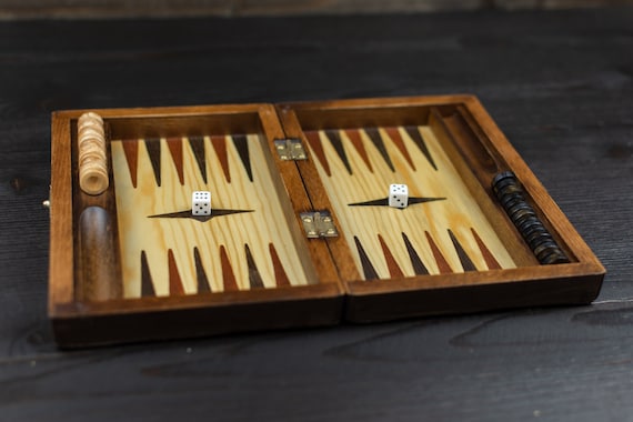Olivewood Backgammon Set Wooden Handmade Greek Tavli Mini - Etsy