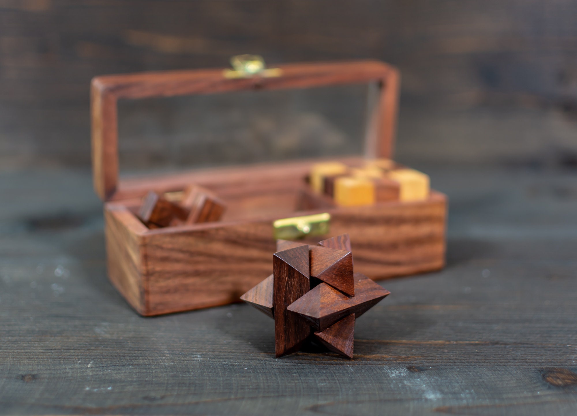 Wooden Brain Teaser Puzzles for Adults | Wooden Puzzle Box Set - Etsy