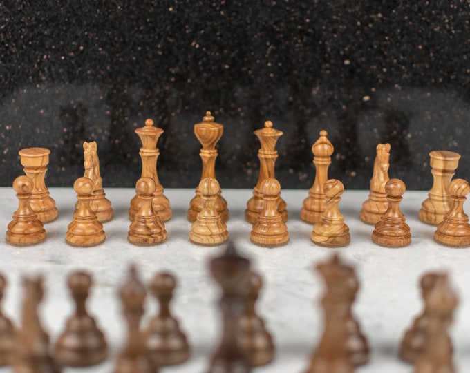 Olive and Walnut Wooden Chess Pieces Set | Handmade Wooden Chess Pieces ...