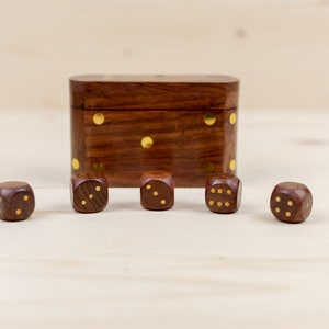 Beautiful Handmade Wooden Dice Box Set With 5 Dice Wooden Box With Dice ...