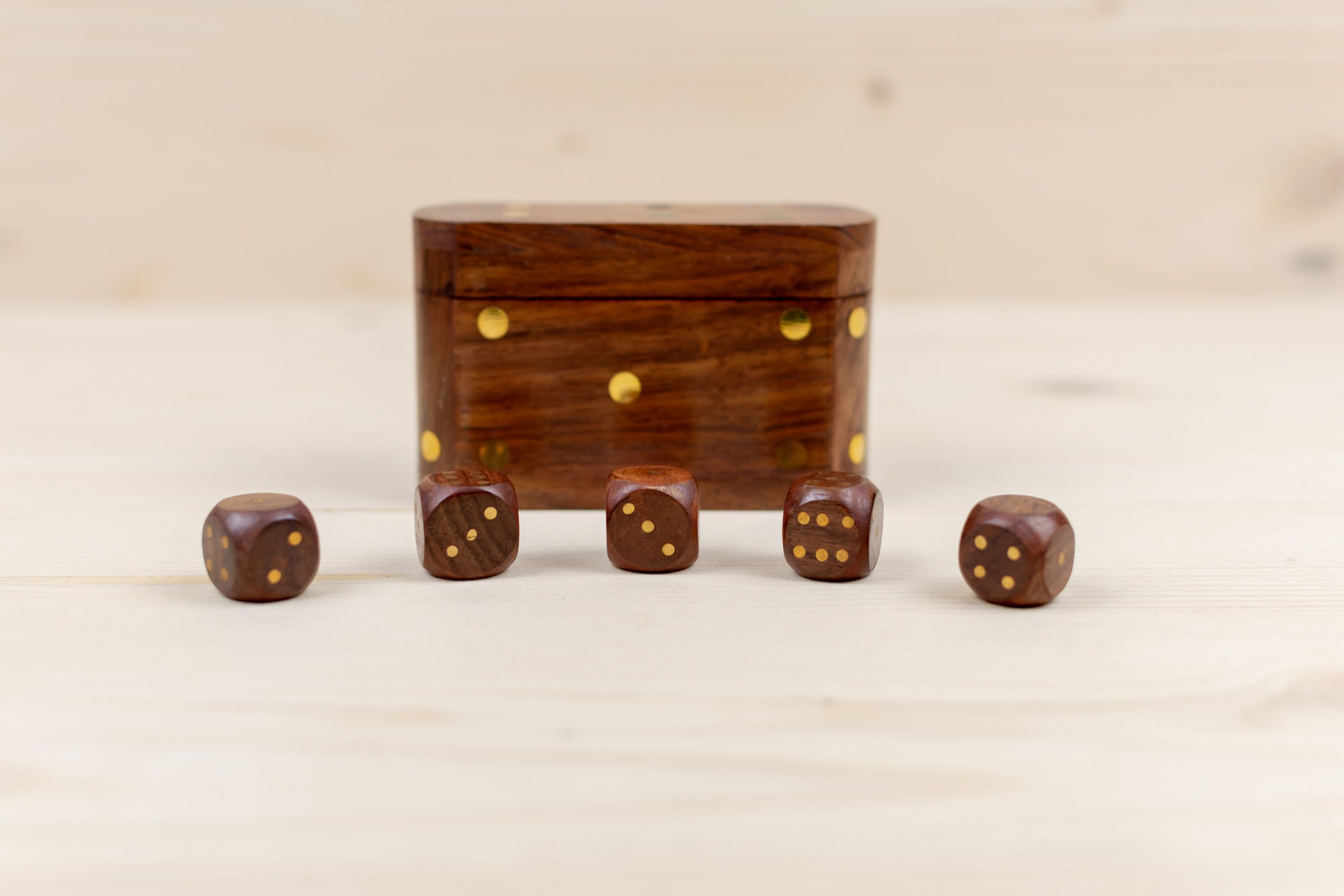 Beautiful Handmade Wooden Dice Box Set With 5 Dice Wooden - Etsy