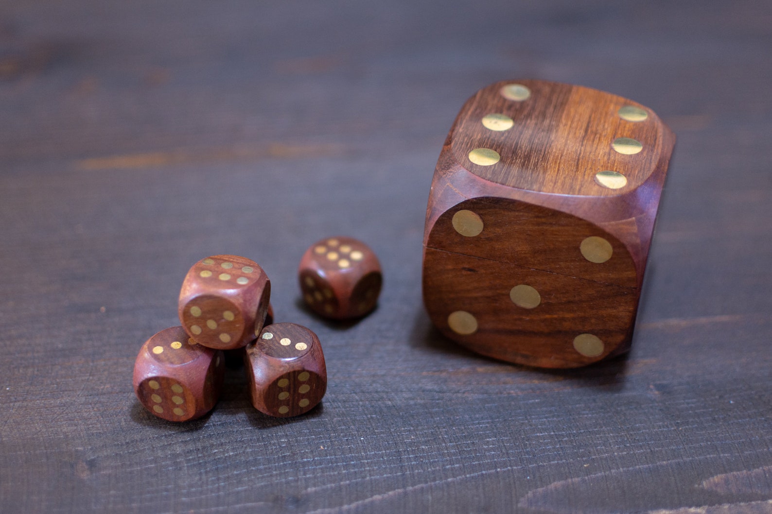Handmade Wooden Dice Box Set With 4 Dice | Wooden Box With Dice - Etsy