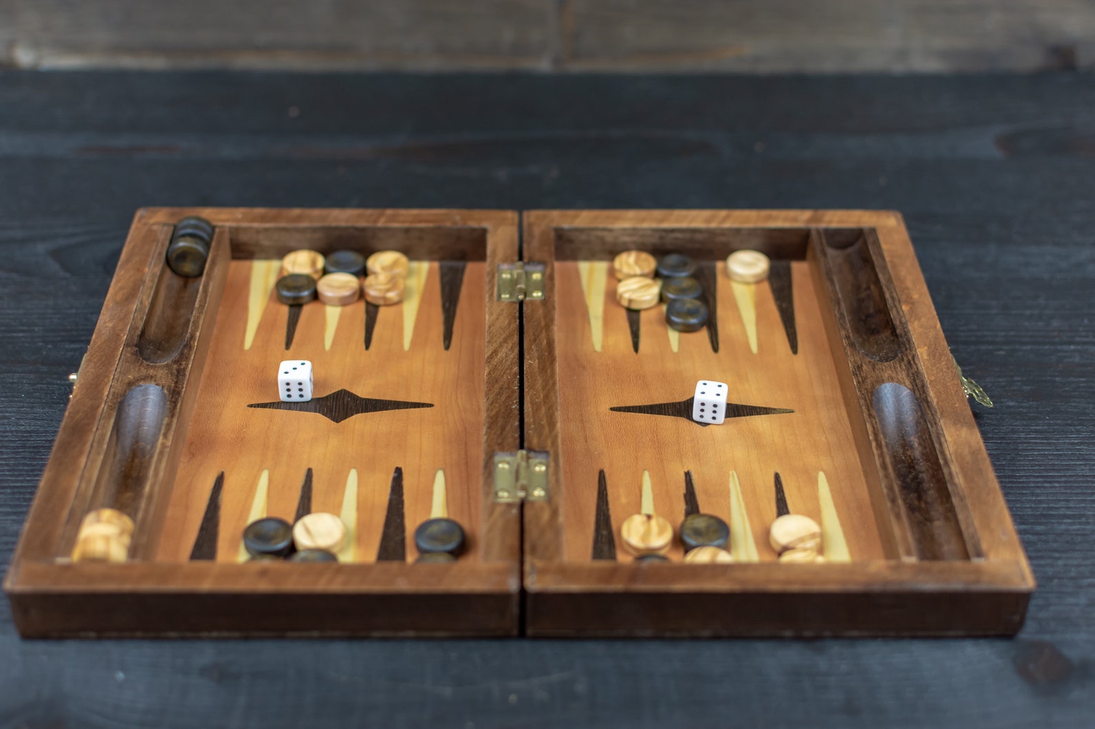 Wooden Backgammon Board Set From Cherry Wood | Wooden Handmade Greek ...