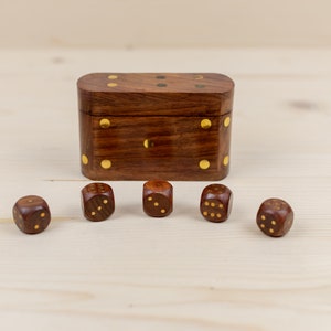 Beautiful Handmade Wooden Dice Box Set With 5 Dice Wooden Box With Dice ...