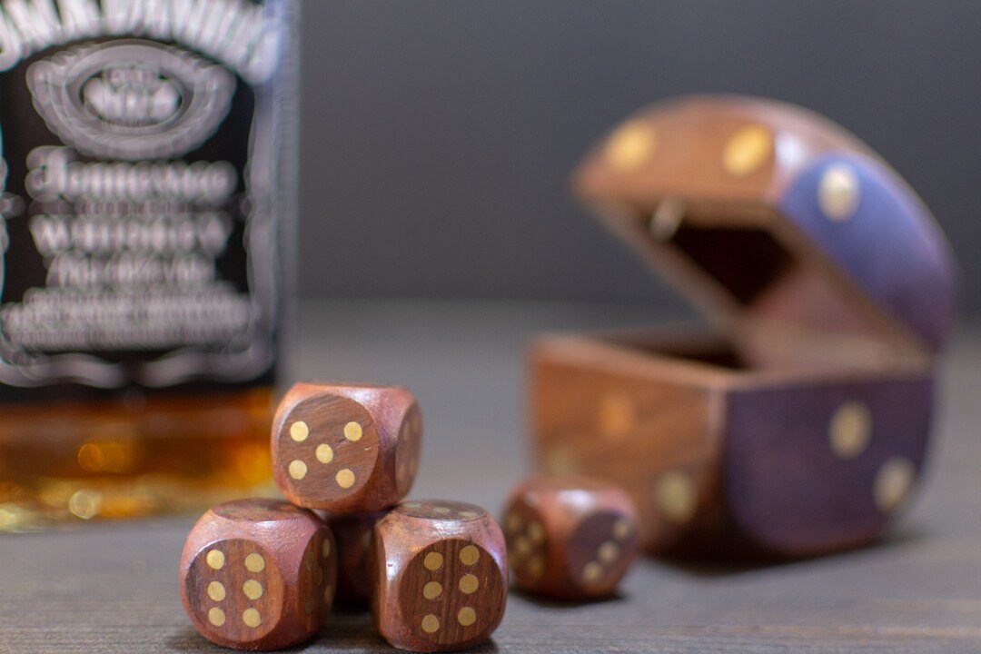 Handmade Wooden Dice Box Set With 4 Dice | Wooden Box With Dice - Etsy
