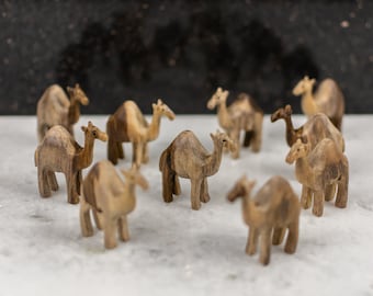 Hand Carved Camel Vintage Wood Handmade Carving Painted Saddle Middle ...