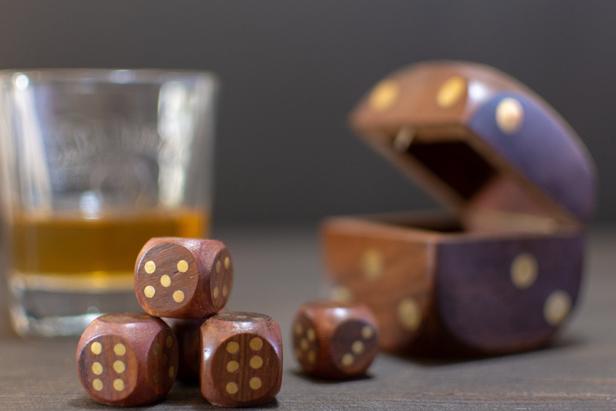 Handmade Wooden Dice Box Set With 4 Dice | Wooden Box With Dice - Etsy