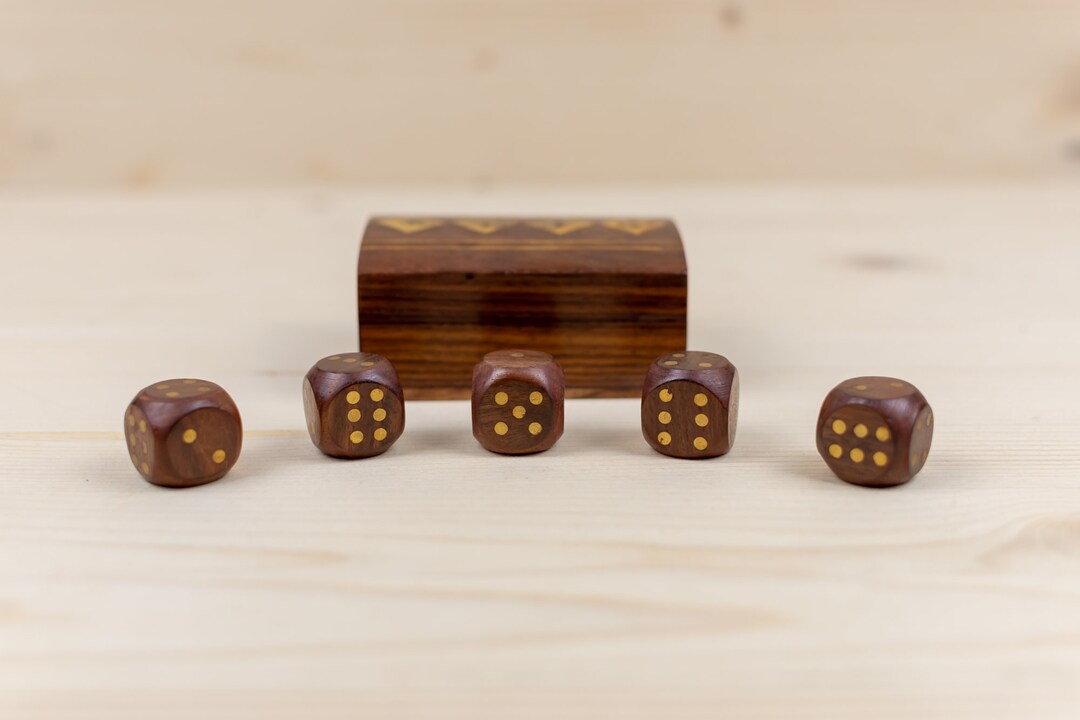 Beautiful Handmade Wooden Dice Box Set With 5 Wood Dice Wood - Etsy
