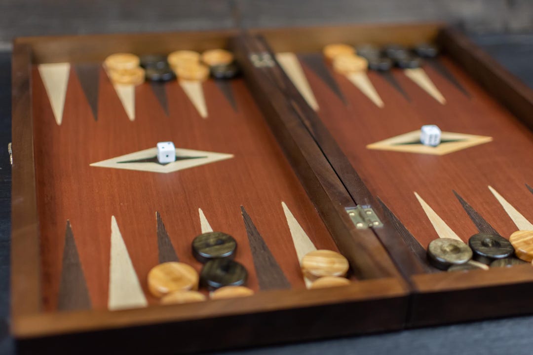 Wooden Backgammon Set | Mahogany Wood| Medium Size | Wooden Handmade ...