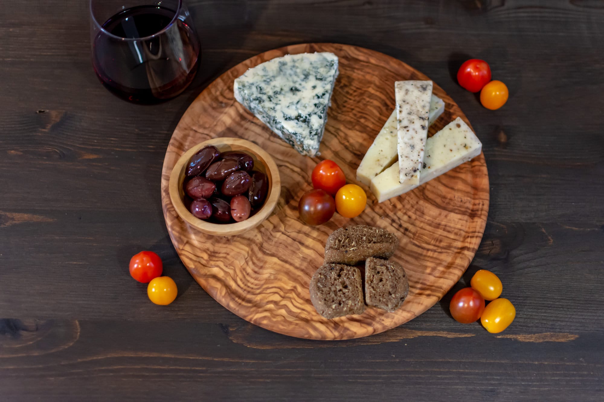 Round Olive Wood Serving Board | Handmade Wooden Kitchen Tray - Etsy