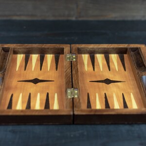 Wooden Backgammon Board Set From Cherry Wood | Wooden Handmade Greek ...