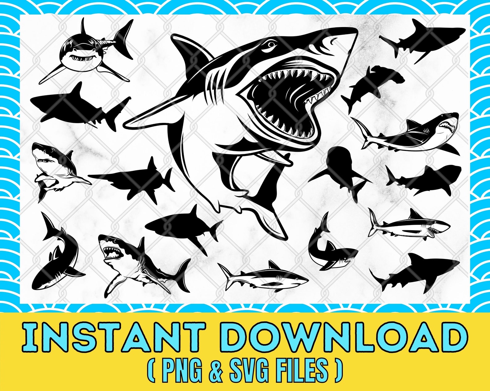Shark Svg Bundle, Shark Png, Shark Silhouette, Shark Clipart, Shark ...