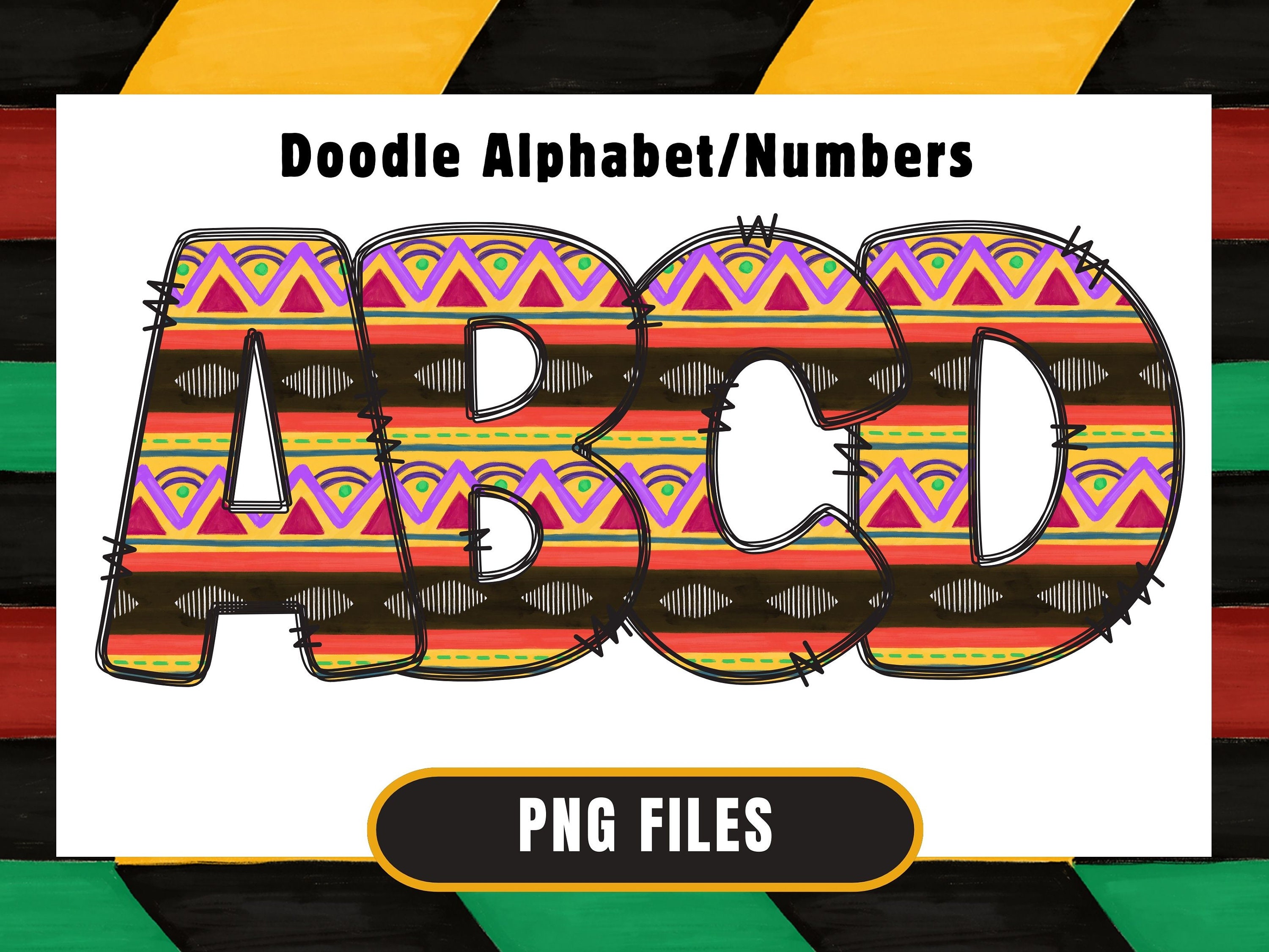 African American Alphabet Doodle Letters Png, Afro Black History Png ...