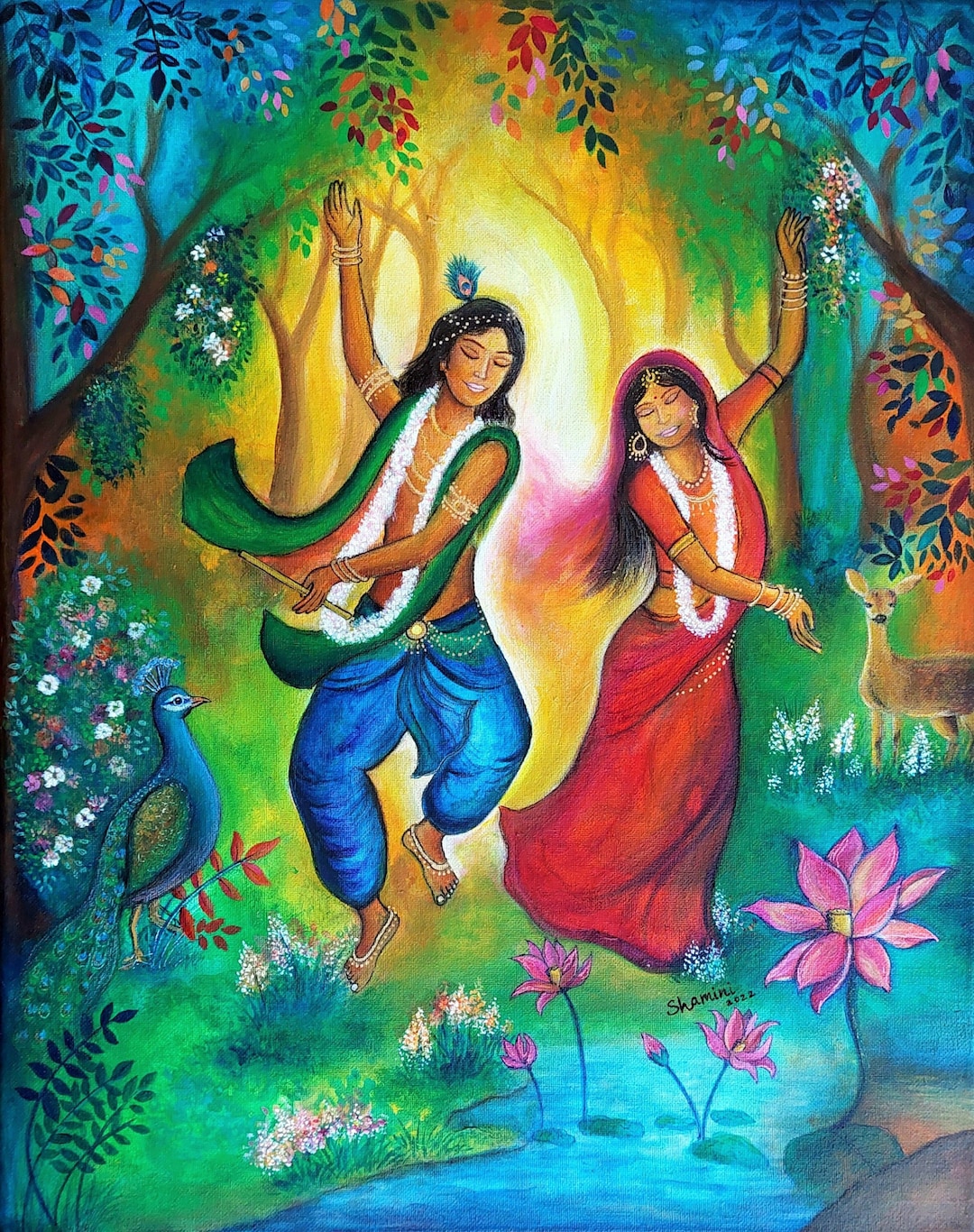 Radha Krishna Painting | the Divine Leela - Etsy