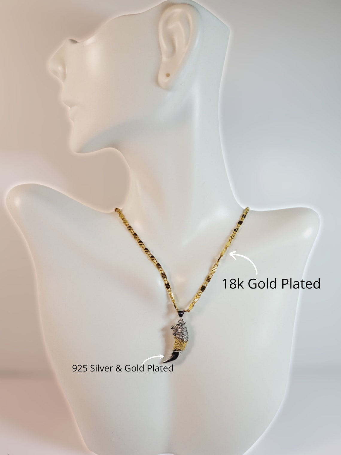 Wolf Head Necklace, Men Wolf Tooth Necklace - Etsy