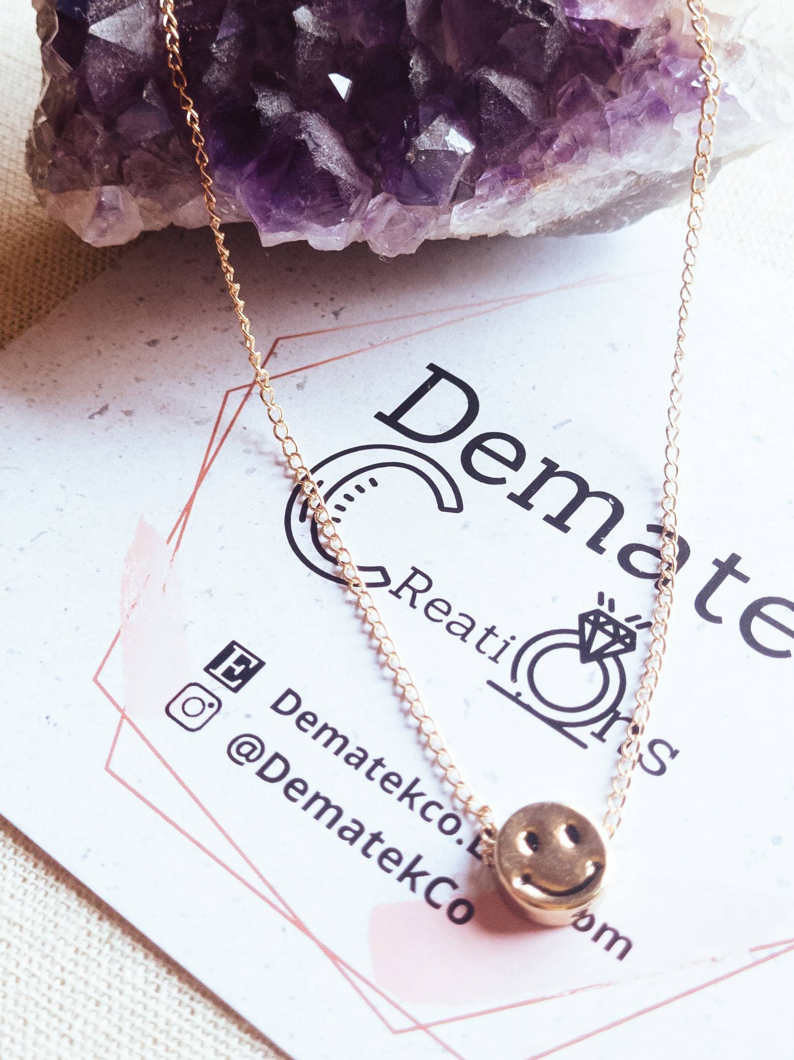 Gold Smiley Face Pendant Necklace, Emoji Clavicle, Smile Charm Necklet ...