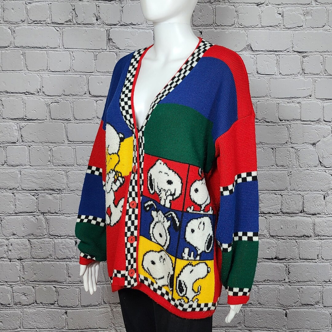 Snoopy and Friends Vintage Primary Color Cardigan, Men's Medium - Etsy