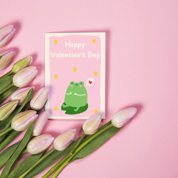 Frog Valentine Card - Etsy