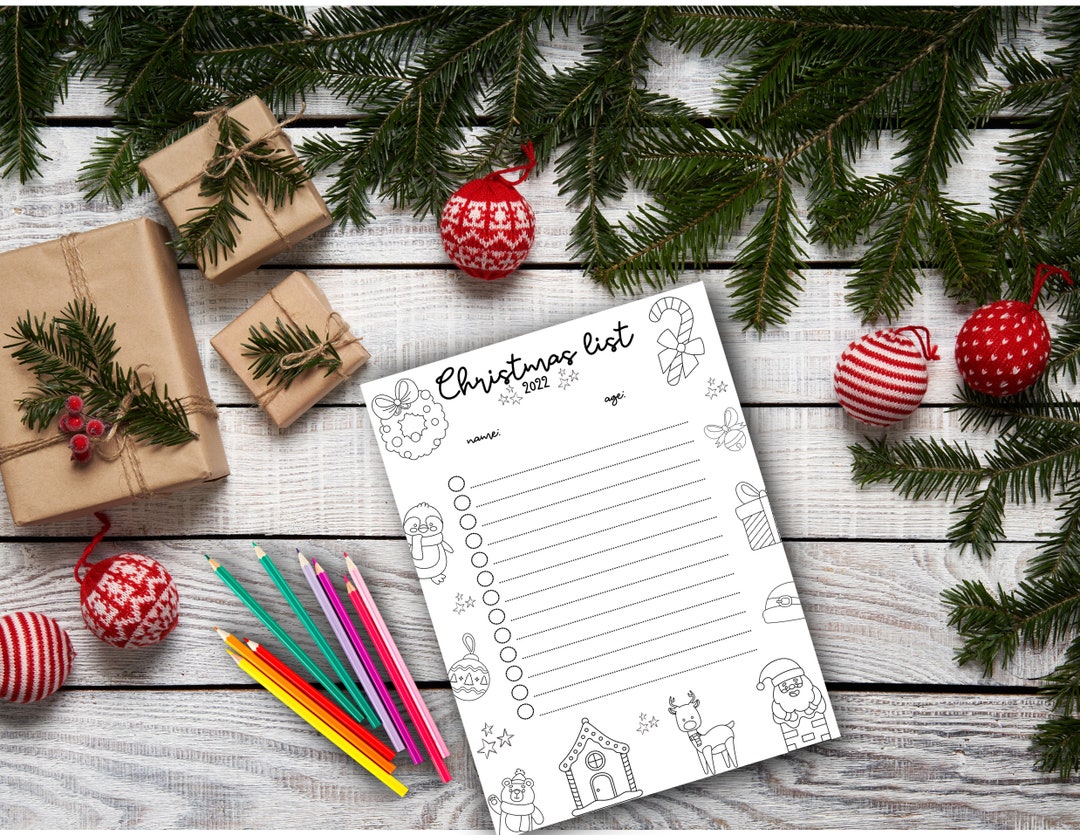 Printable Color Your Own Christmas List, Digital Download, Kids ...
