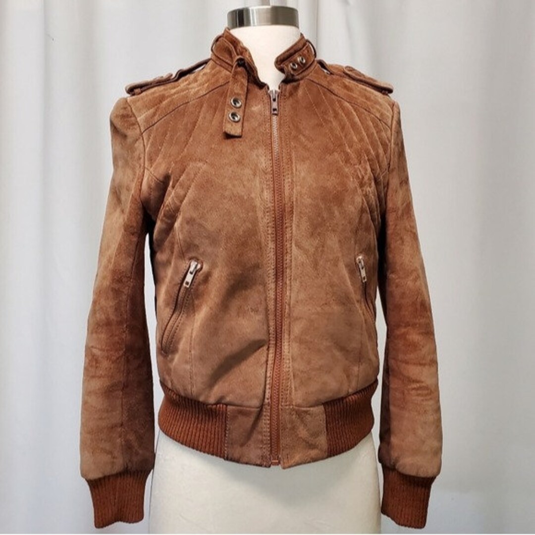 Vintage 70s Parasol Whiskey Brown Suede Leather Distressed Aviator ...