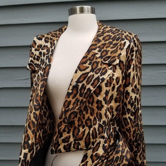 Vintage 80s Retro Pin up Girl Animal Print Leopard Silk Midi Pencil ...