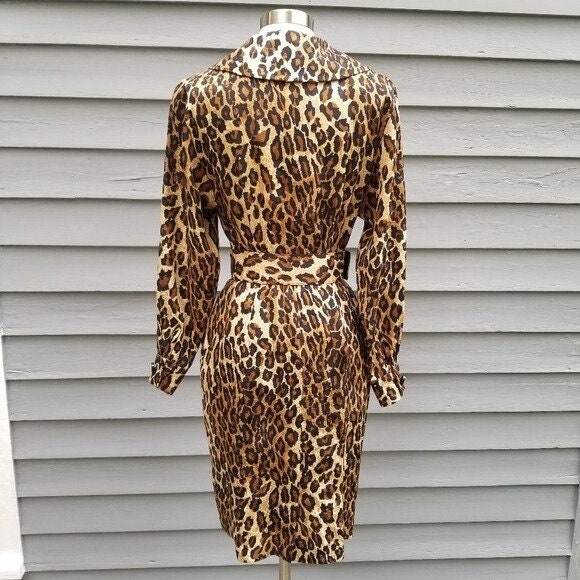 Vintage 80s Retro Pin up Girl Animal Print Leopard Silk Midi Pencil ...