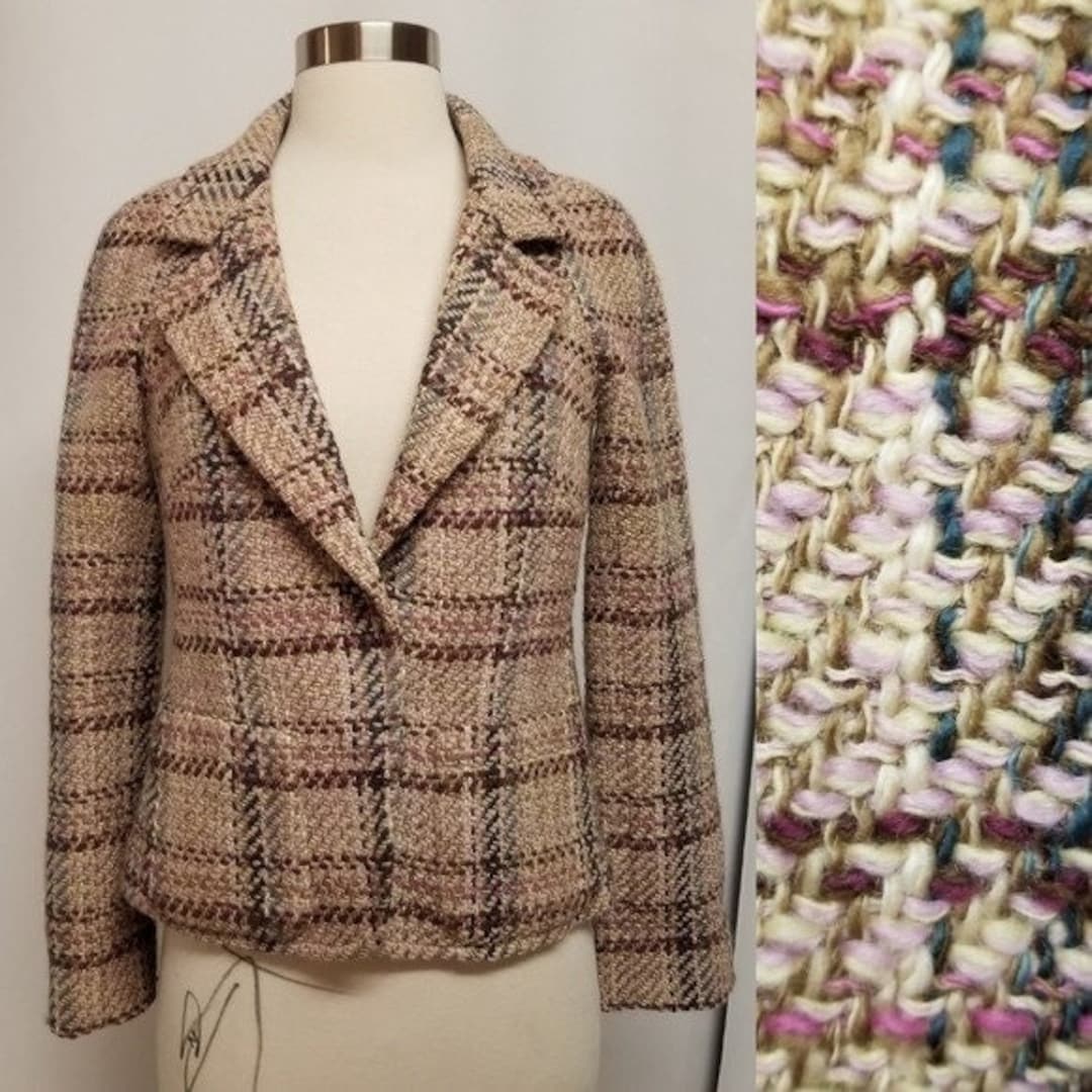 Vintage 90s Y2k Body by Victoria's Secret Wool Tweed Twee Plaid Blazer ...