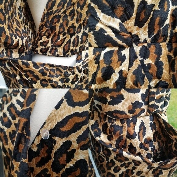 Vintage 80s Retro Pin up Girl Animal Print Leopard Silk Midi Pencil ...