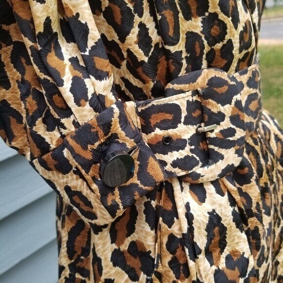 Vintage 80s Retro Pin up Girl Animal Print Leopard Silk Midi Pencil ...