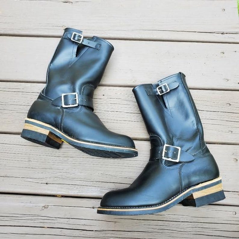 Vintage 90s Work America Wellington Black Leather USA Made Union ...