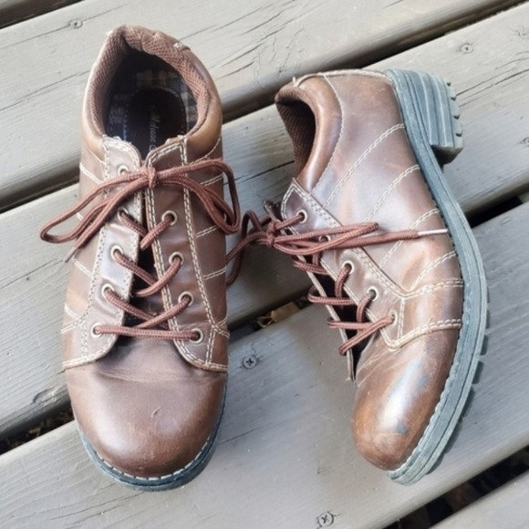 Vintage 90s Y2k Bratz Brown Faux Leather Chunky Heel Creeper Oxford ...