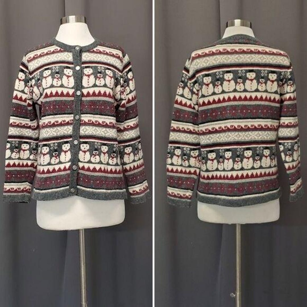 Vintage 90s Y2k Snowman Geometric Fair Isle Ski Apres Wool Blend ...