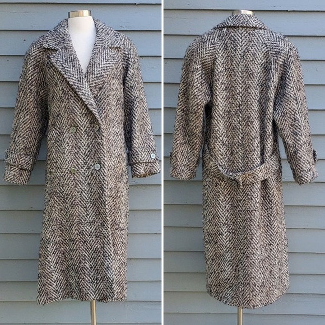 Vintage 80s Retro Preppy Acadamia Herringbone Tweed Nubby Boucle Wool ...