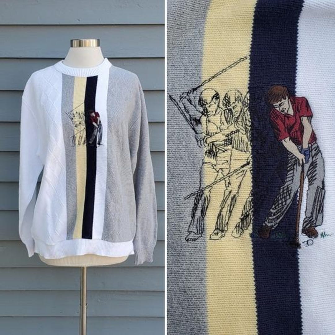 Vintage 90s Y2k Preppy Eclectic Grandpa Cotton Sporty Argyle Knit Golf ...