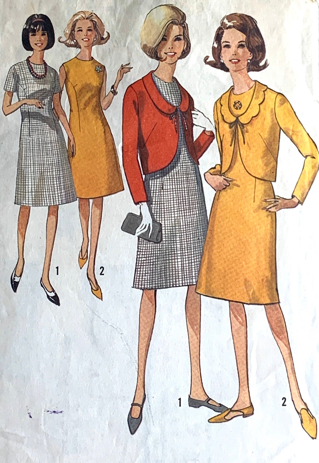 60s Sewing Pattern Bust 32'' 81cm/simplicity 6099 One-piece Dress and ...
