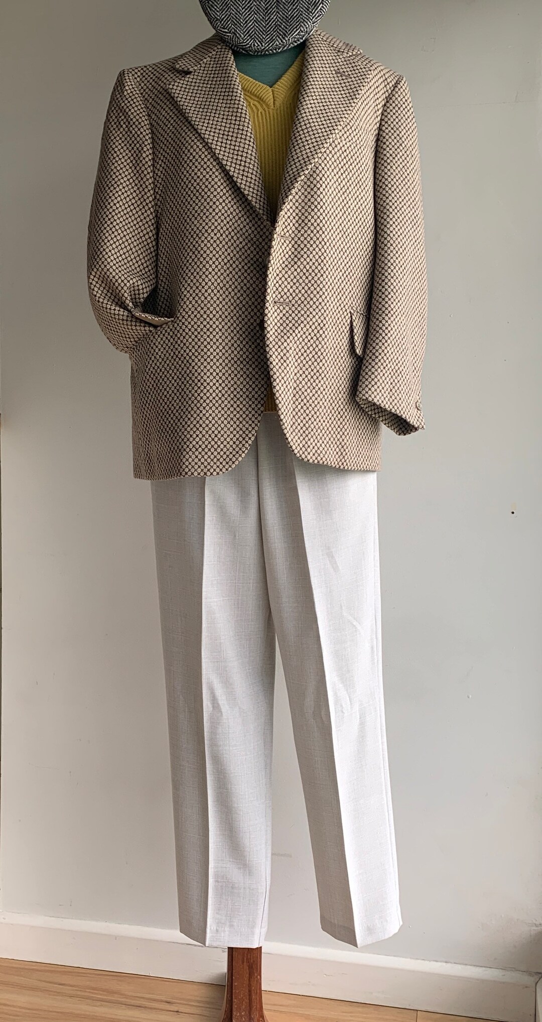 80s High Quality Fletch Jones Rich Wool Geometric Blazer Jacket/mens ...