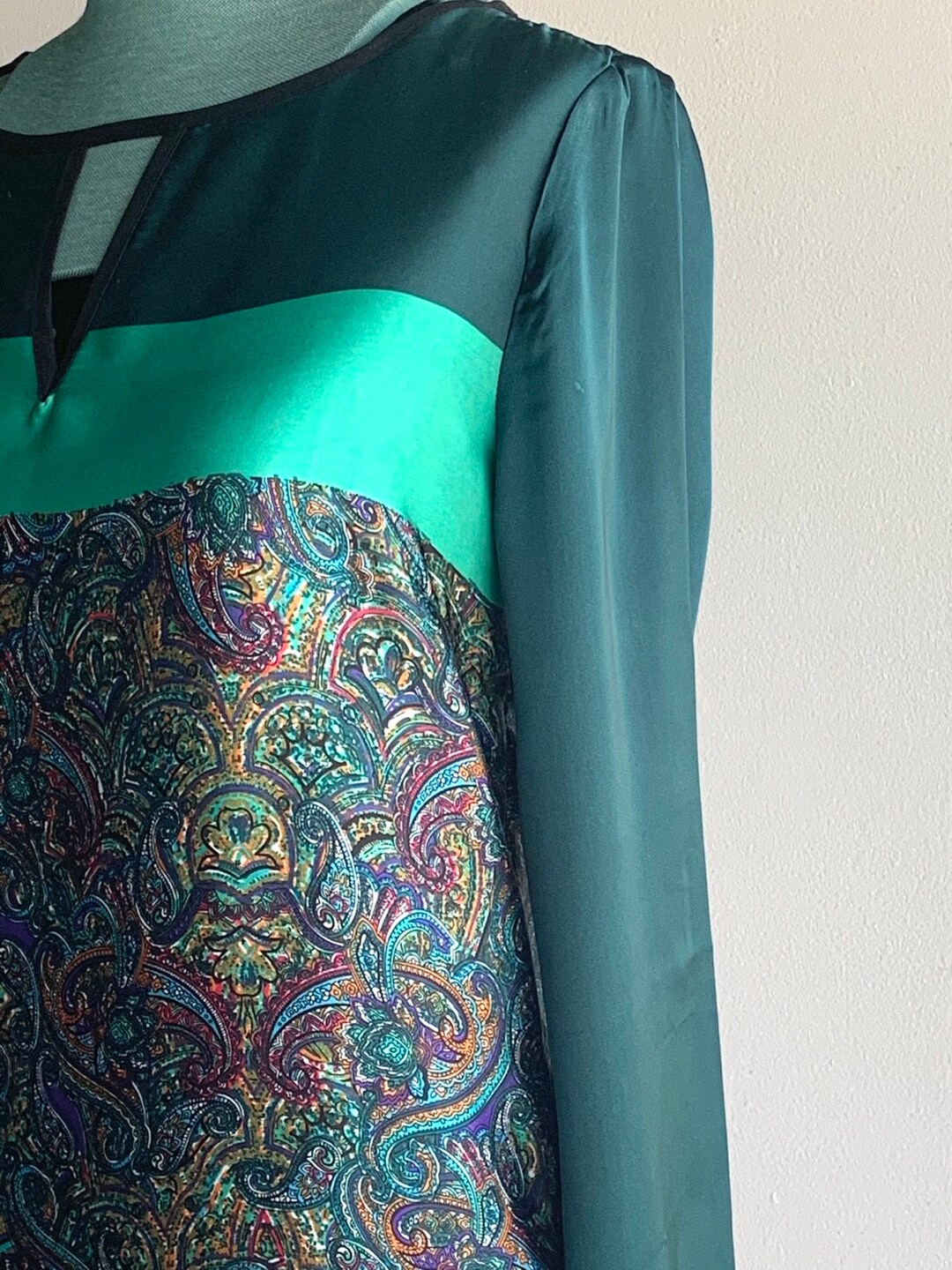 2000s Aesthetic Emeralds Green Tunic Dress Shift Dress With Paisley ...