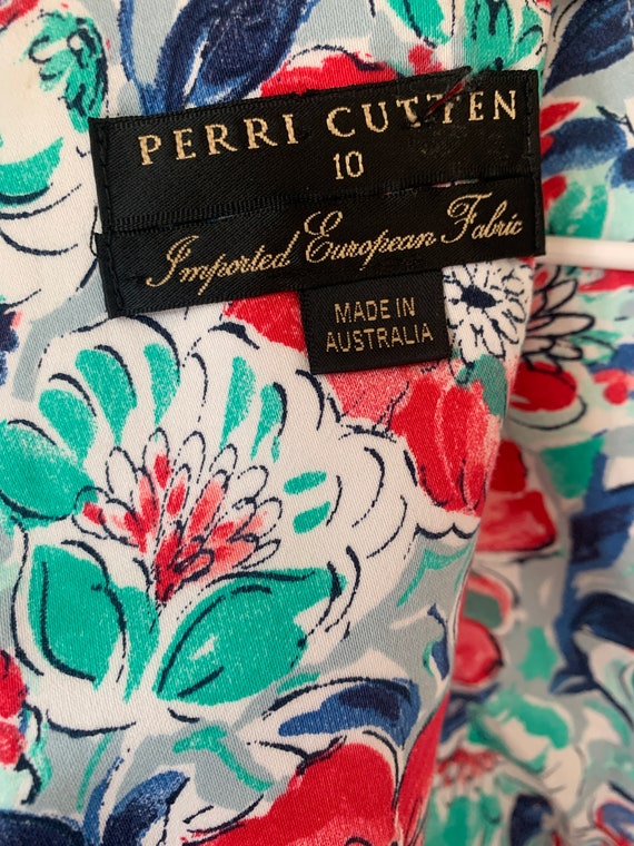 2000s Perri Cutten Fine Cutting Floral Sheath Dress /… - Gem