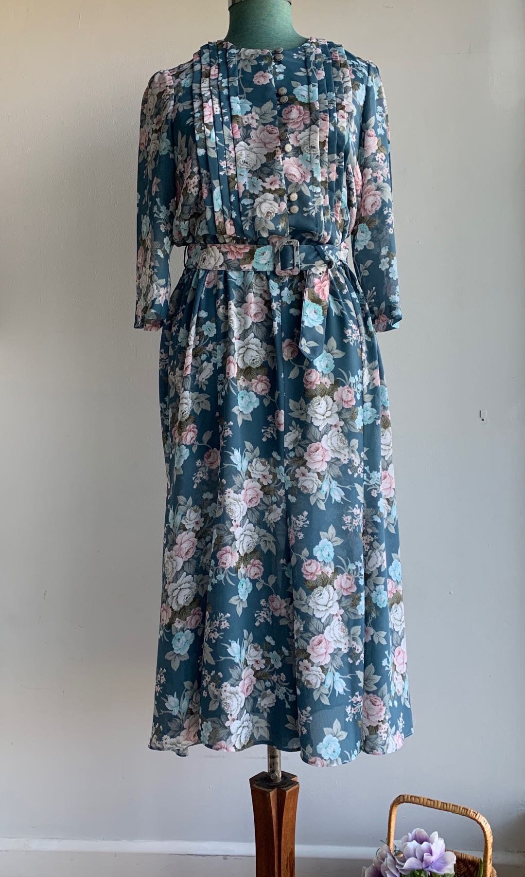 80s Spring Carnival Floral Dress/outdoor Party Dress/garden Party Dress ...
