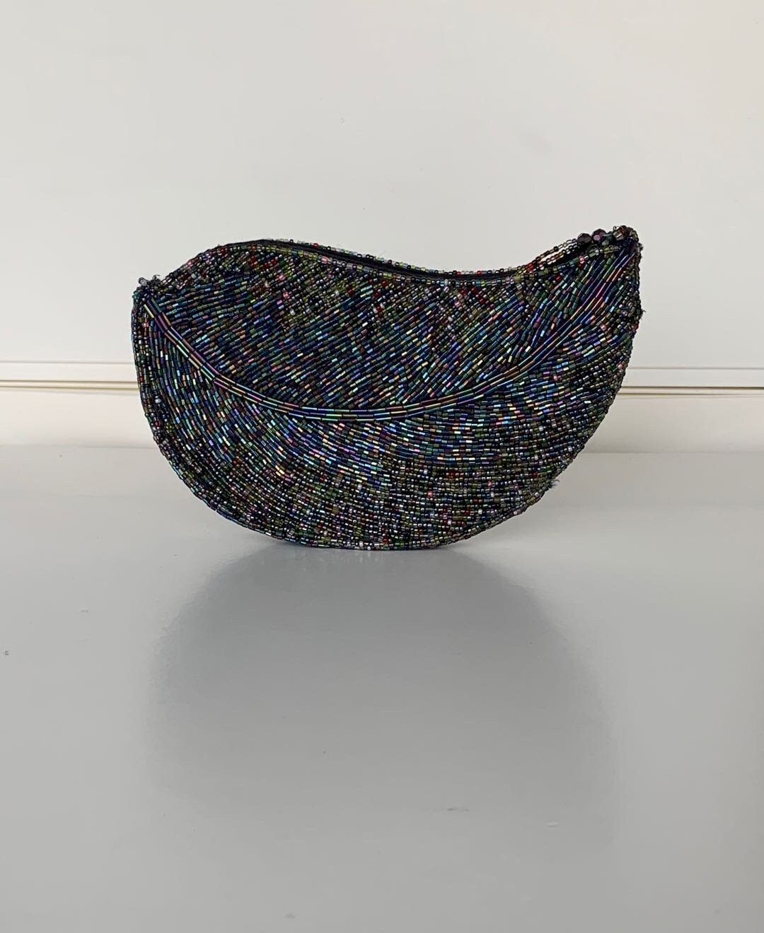 Rare Find 70s 80s Leaf Shape Beading Evening Purse With Handle/opera ...