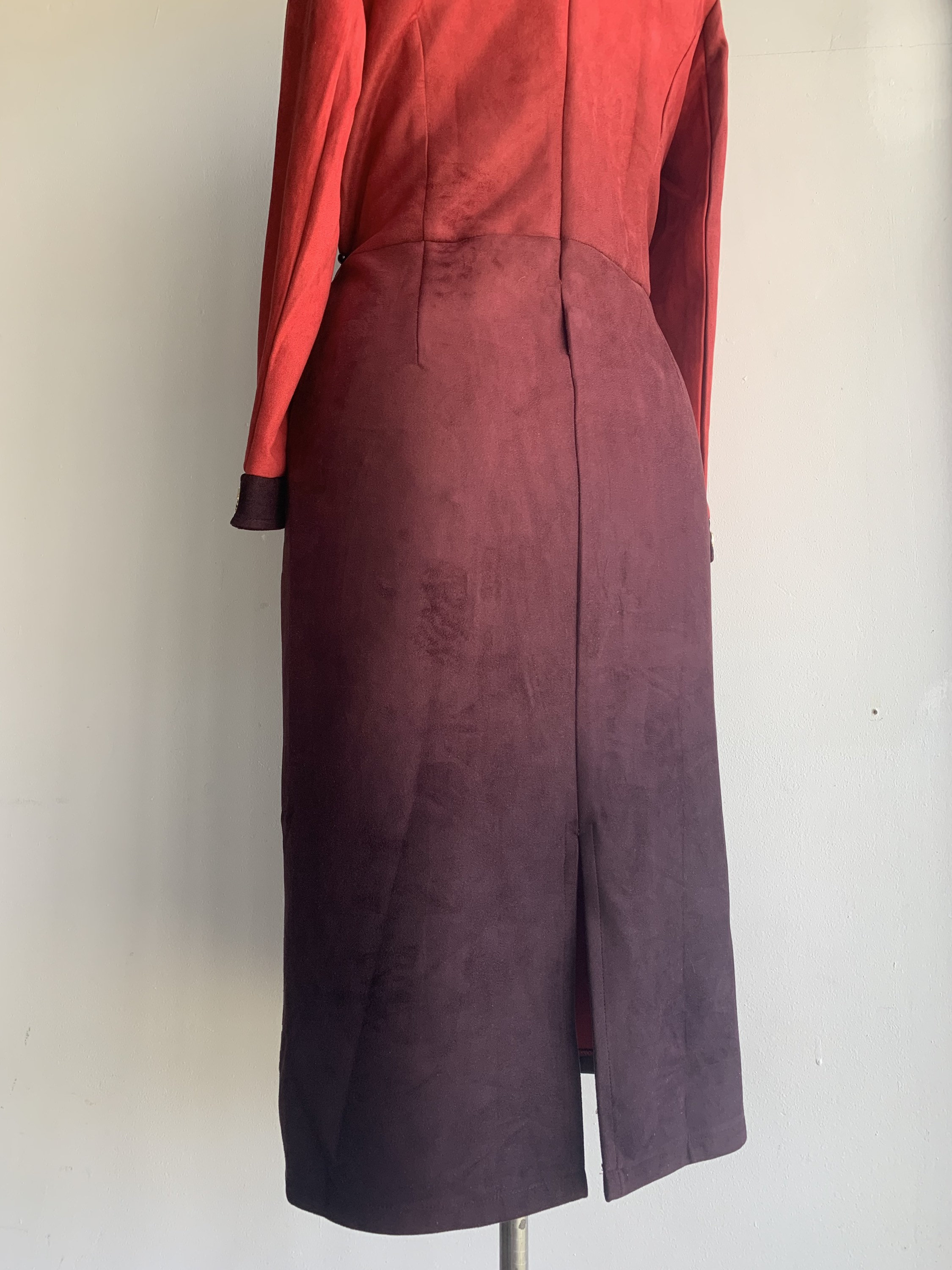 90s 2000s Suede Fall Winter Red Gradient Sheath Dress/super Comfortable ...