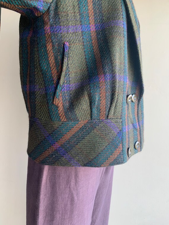 80s Pure Wool Bomber Jacket in Tartan Check Made in J… - Gem