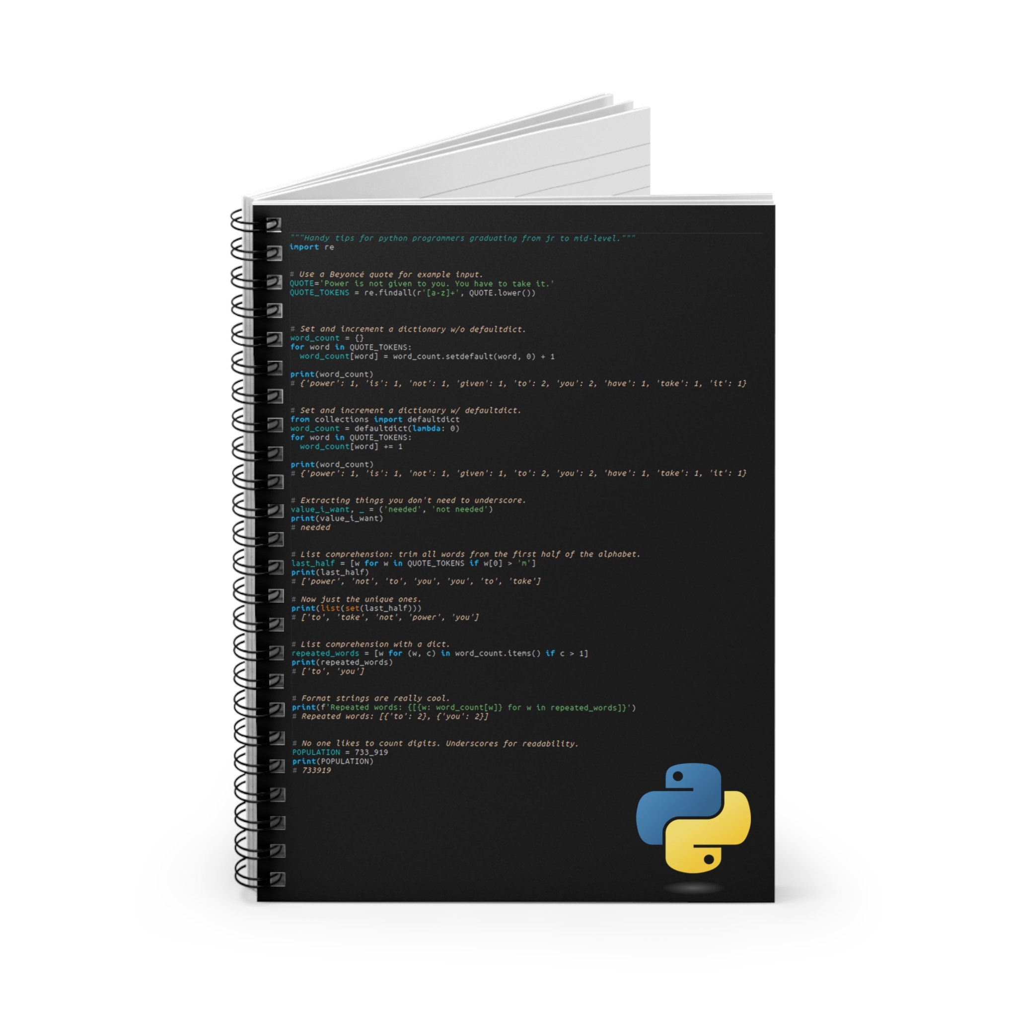 Python Pro-tips Cheat Sheet Cuaderno en espiral Línea - Etsy México