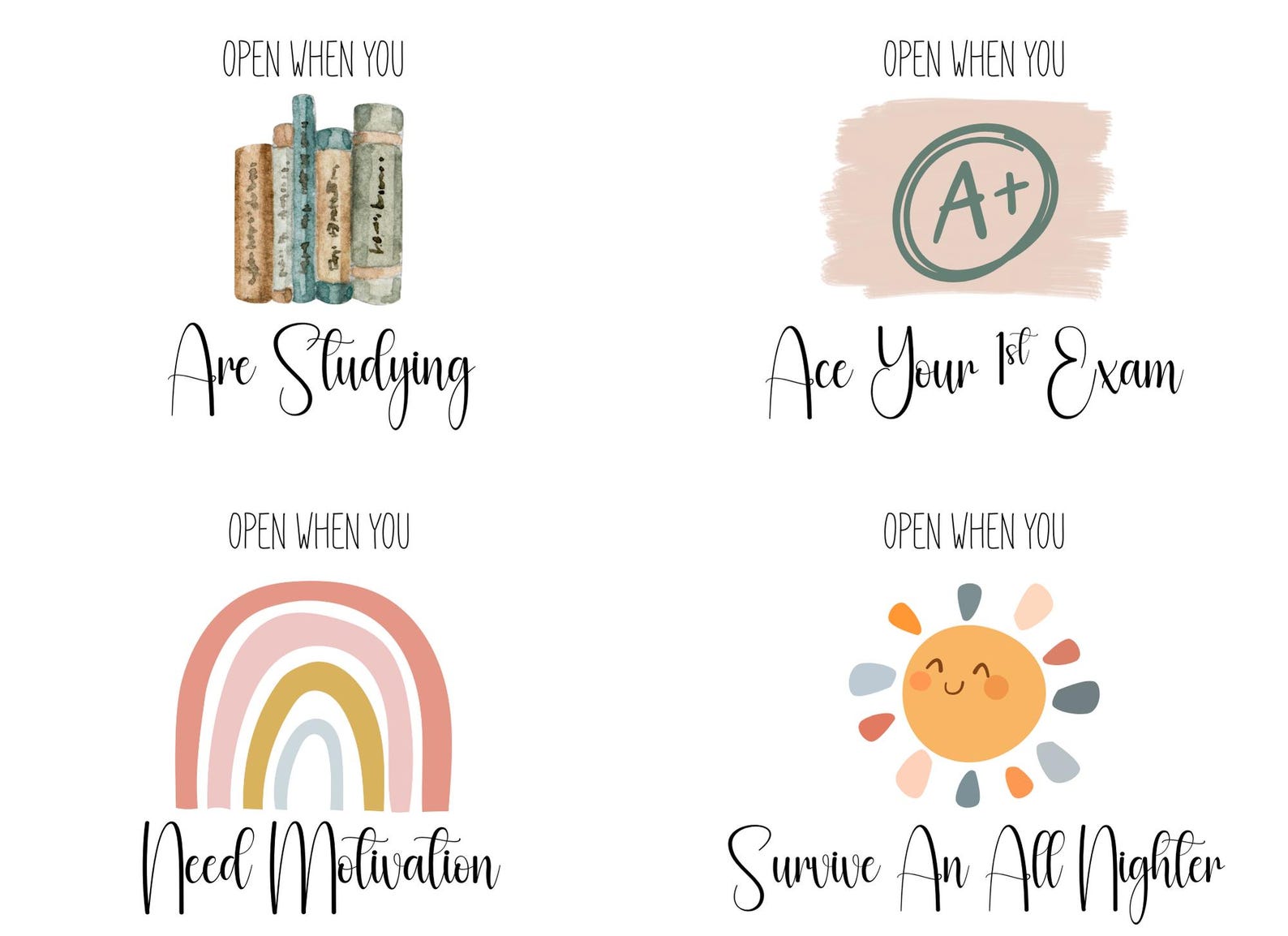 BOHO STYLE - Open When College Student Cards – 20 Printable Sticker ...