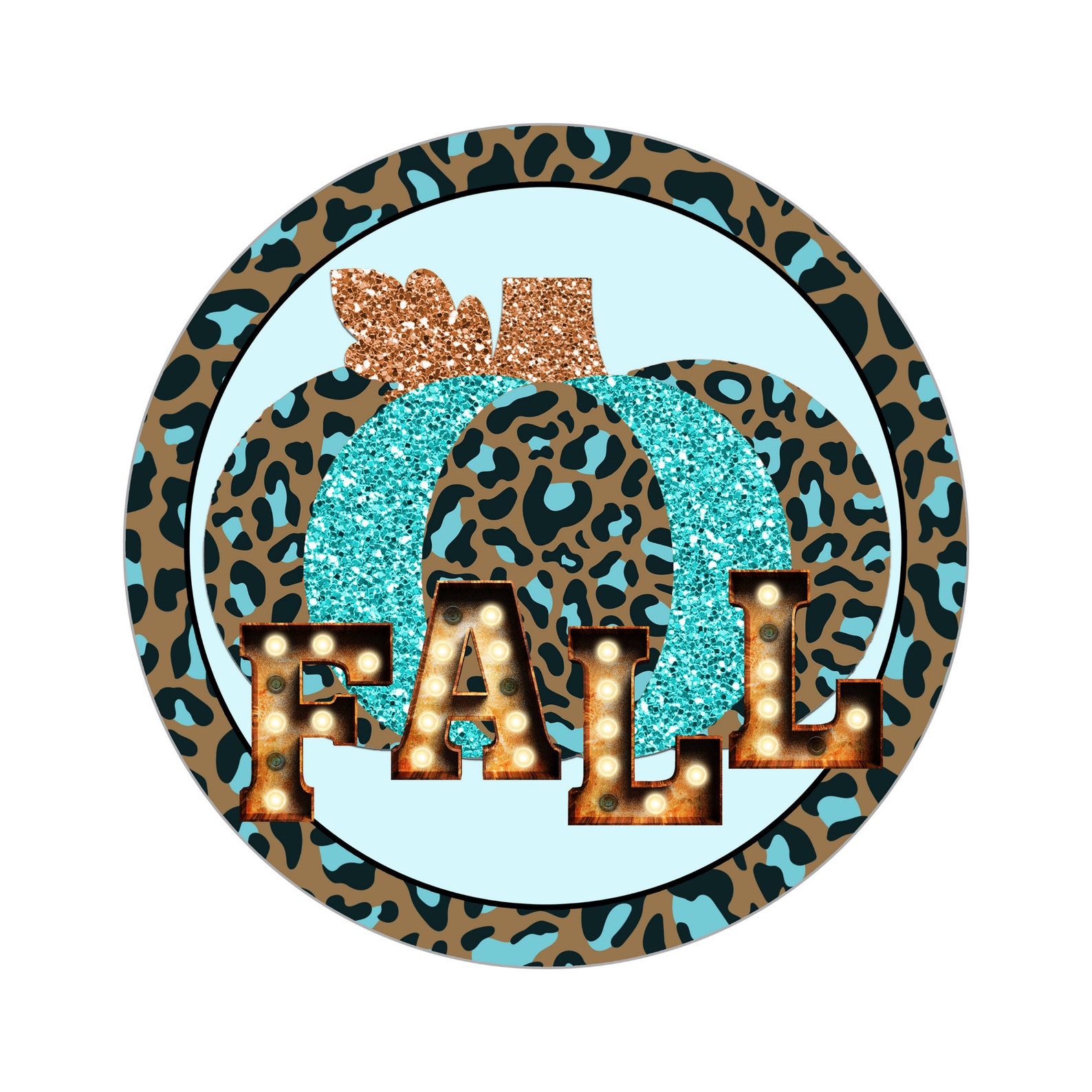 Aqua Leopard Pumpkin Wreath Sign Signs for Wreaths Wreath - Etsy