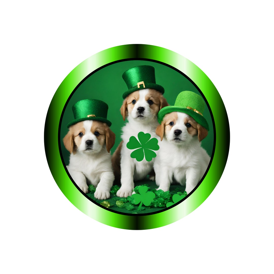 St Patricks Day Dog Wreath Sign, Dog Wreath Sign With Green Clovers ...