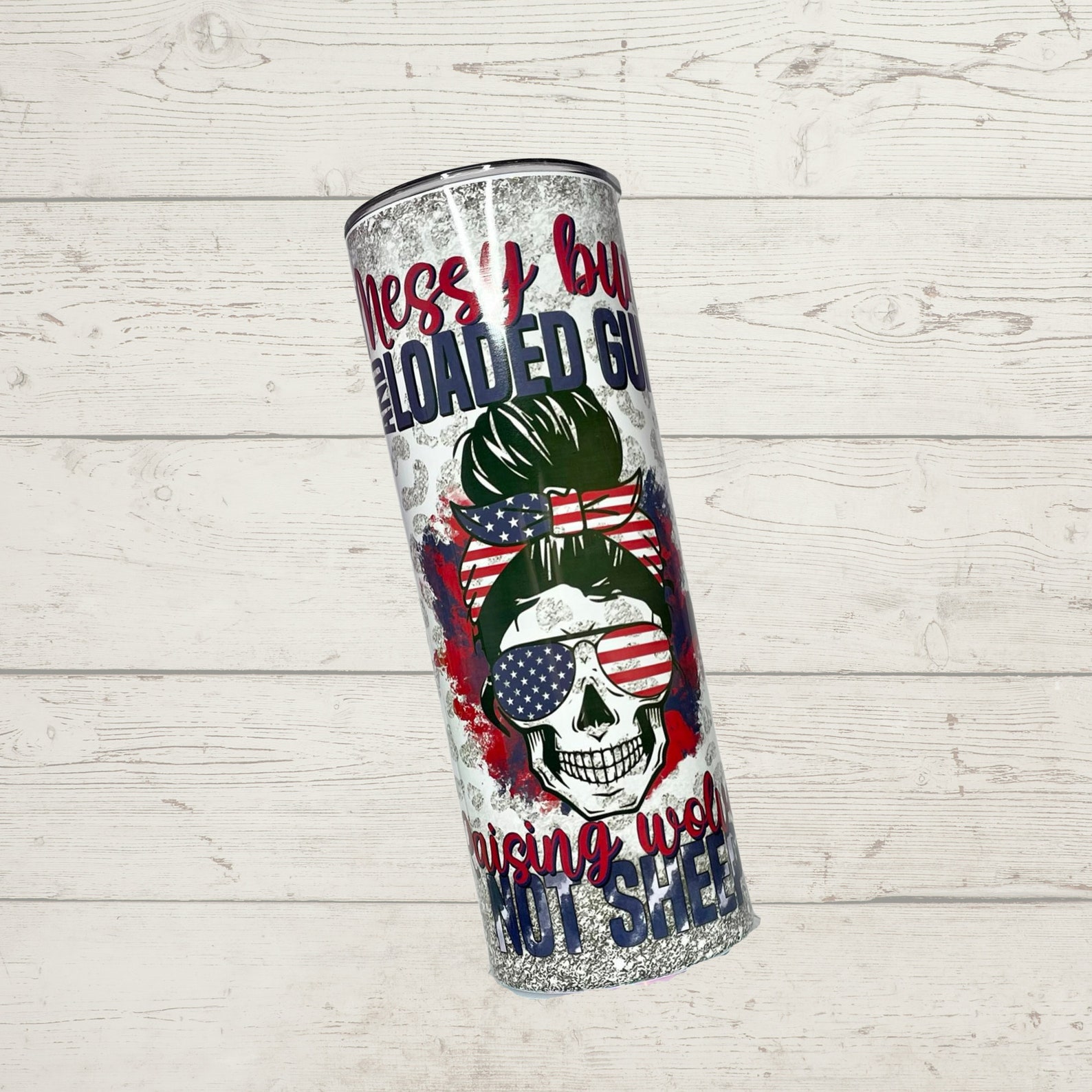 Patriotic American Flag Loaded Guns Messy Buns Guns 20 Ounce - Etsy