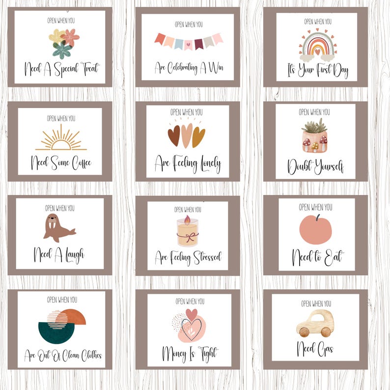 BOHO STYLE - Open When College Student Cards – 20 Printable Sticker ...